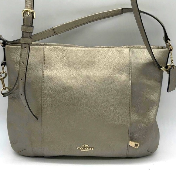 Coach | Bags | Coach Metallicsilvergrey Pebble Leather Isabel Shoulder ...